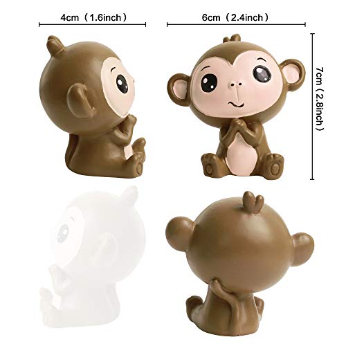 Ercadio 1 Pack Resin Monkey Cake Topper Little 3D Figurine Doll Jungle Animal Themed Baby Shower Kids Birthday Party Cake Decorations