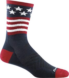 darn tough men's patriot micro crew run sock (style 1037) - stars and stripes, medium