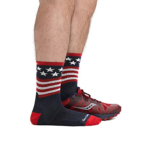 Darn Tough Men's Patriot Micro Crew Run Sock (Style 1037) - Stars and Stripes, Medium