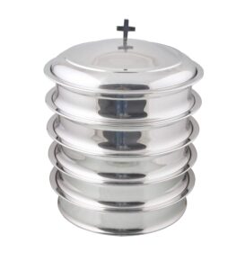 communion ware 5 holy wine serving trays with a lid - mirror finish stainless steel (mirror/silver)