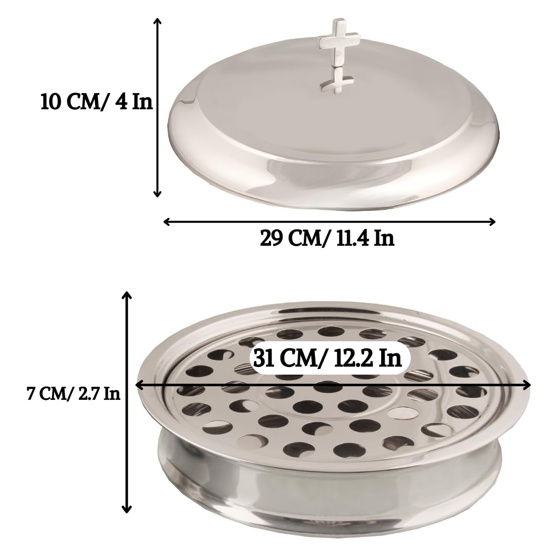 Communion Ware 5 Holy Wine Serving Trays with A Lid - Mirror Finish Stainless Steel (Mirror/Silver)