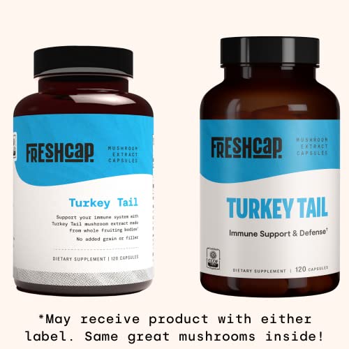 FreshCap Turkey Tail Mushroom Supplements for Immune & Digestive Health (120 Capsules)