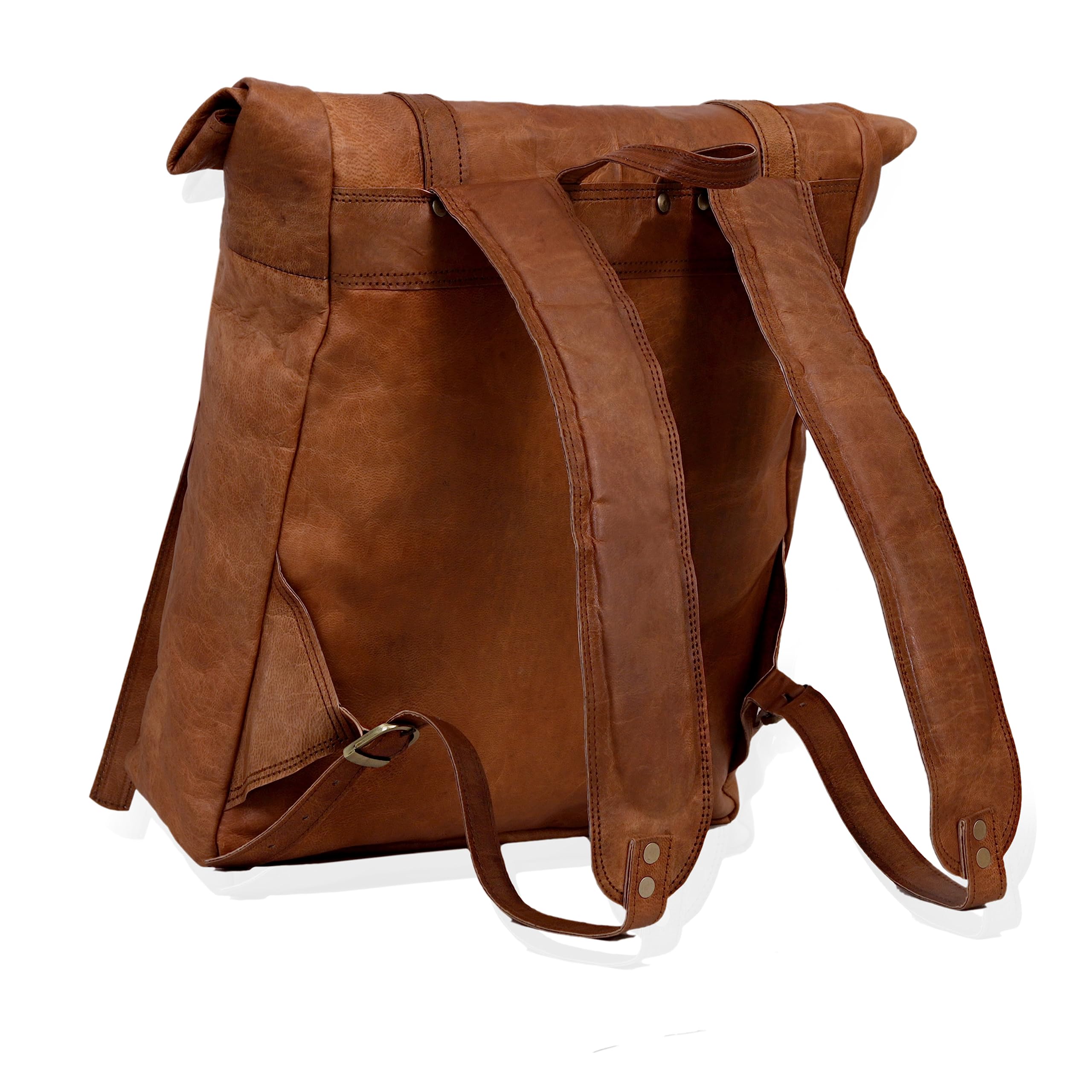 C CUERO Leather Backpack Laptop Rucksack Men Women Vintage Brown