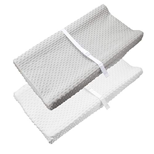 Changing Pads Covers, Ultra Soft Plush Changing Table Covers Breathable Changing Table Changing Pad Covers Suit (White+Gray)