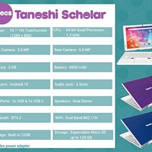 Tanoshi Scholar Kids Computer a Kids Laptop for Ages 6-12, 10.1" HD Touchscreen Display (Blue)