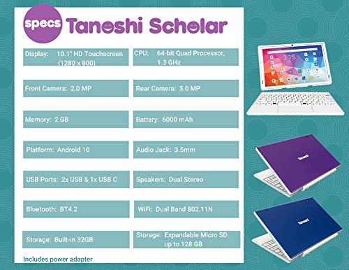 Tanoshi Scholar Kids Computer a Kids Laptop for Ages 6-12, 10.1" HD Touchscreen Display (Blue)