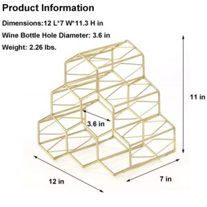 Jemeni Gold Wine Rack, Countertop Tabletop Honeycomb Small Wine Holder 6 Bottles