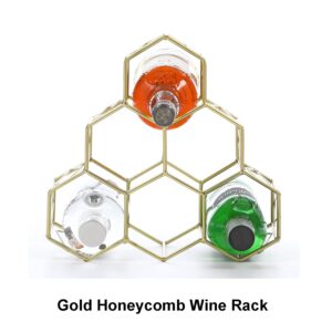 Jemeni Gold Wine Rack, Countertop Tabletop Honeycomb Small Wine Holder 6 Bottles