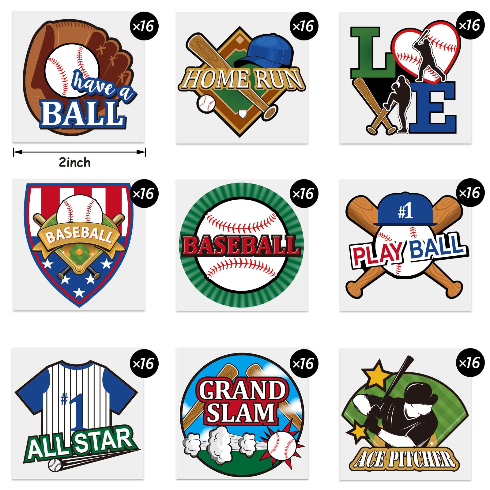 144 Pieces Baseball Temporary Tattoos Baseball Softball Sport Themed Waterproof Temporary Tattoos Stickers Birthday Party Decoration Supplies for Kids Adults Sporting Fans 9 Styles