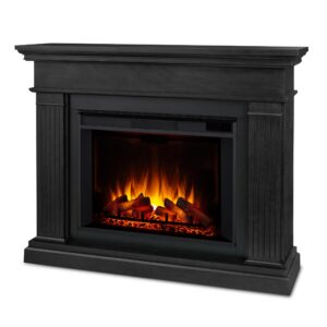 real flame centennial grande electric fireplace, free-standing with mantel & real wood finish - 6 flame colors, 5 brightness levels