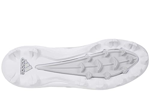 adidas Women's Purehustle 2 MD Baseball Shoe, White/Silver Metallic/Silver Metallic, 10