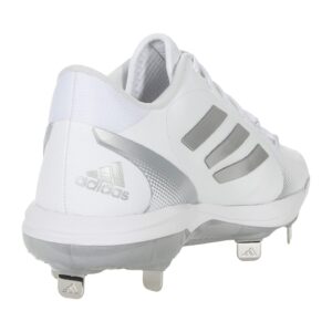 adidas Women's Purehustle 2 Baseball Shoe, White/Silver Metallic/Silver Metallic, 8