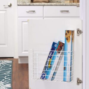 Household Essentials White Tall Basket Organizer | Mounts to Solid Cabinet Doors or Walls