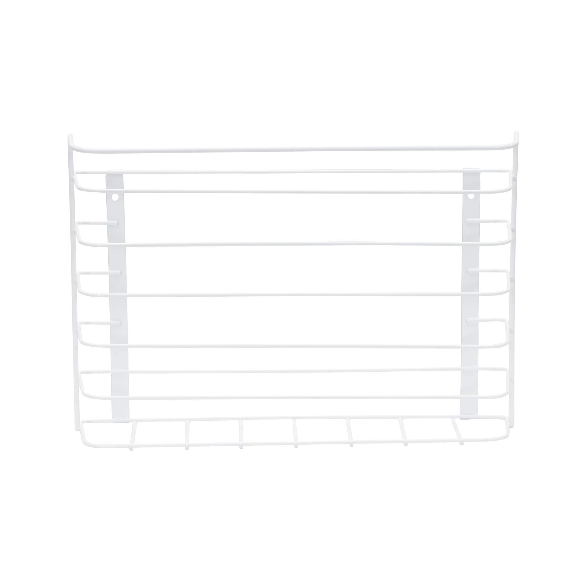 Household Essentials White Tall Basket Organizer | Mounts to Solid Cabinet Doors or Walls