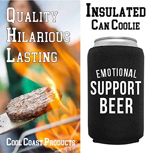 Cool Coast Products | Emotional Support Beer | Funny Can Sleeve Novelty Coolie | Craft Brewery Gag Party Beer | Joke Drink Can Cooler | Beverage Huggie | White Elephant Gifts | Neoprene