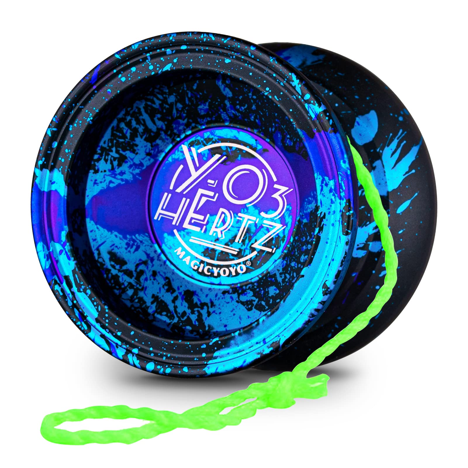 Professional Yoyo Y03-Hertz, Unresponsive Yoyo for Kids/Adults, Pro Aluminum Metal Yo-Yo Ball for Intermediate Advanced + Extra 12 Yoyo Strings + Yoyo Bag + Yo-yo Bearing + Removal Tool (3 Acid Color)