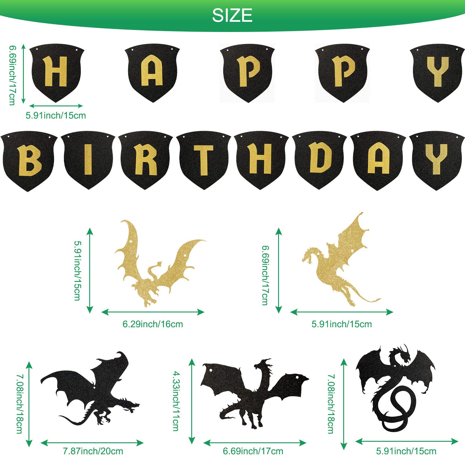 33 Pieces Dragon Birthday Party Supplies Dragon Decorations, 20 Dragon Balloons 3 Dragon Banners 10 Dragon Hanging Swirls for Dragon Themed Party Supplies