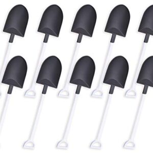 OaaXbbECco Novelty Mini Shovel Shape Spoons Cute Disposable Plastic Dessert Spoons (50 black+white model 2)