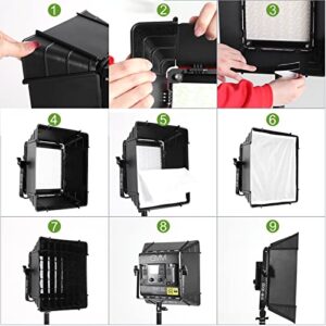 GVM Foldable Softbox Diffuser with Grid Beehive for RGB 800D/560AS/480LS Series LED Video Light, Suitable for Studio Lighting, Portrait Photography, Video Lighting, Led Panel, 2 Packs, 11"x11"