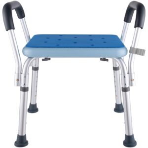 bath chair shower benches bench with arms,medical shower chair bench bath stool safety shower seat for elderly, adults, disabled,blue shower stools and benches