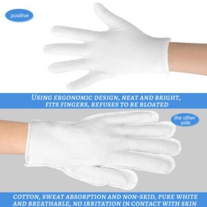 Cotton Gloves, 10pairs(20 Pcs) White Cotton Gloves for Women and Men, Washable Stretch Cotton Gloves for Dry Hands and Eczeme Moisturizing Cloth Gloves, Coin Jewelry Silver Cotton Inspection Gloves