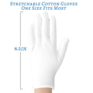 Cotton Gloves, 10pairs(20 Pcs) White Cotton Gloves for Women and Men, Washable Stretch Cotton Gloves for Dry Hands and Eczeme Moisturizing Cloth Gloves, Coin Jewelry Silver Cotton Inspection Gloves