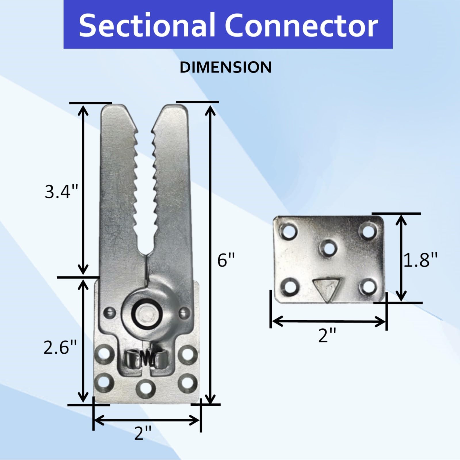 Merrian Living Sectional Couch Connectors, 2 Pack Couch Clips, Sofa Connectors, Furniture Hardware with Screws.