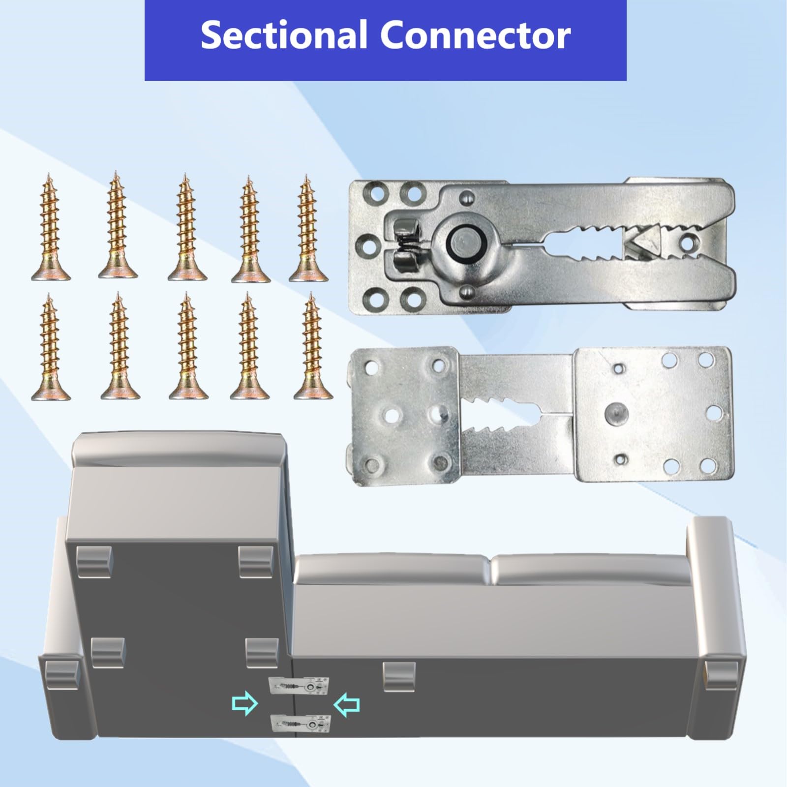 Merrian Living Sectional Couch Connectors, 2 Pack Couch Clips, Sofa Connectors, Furniture Hardware with Screws.