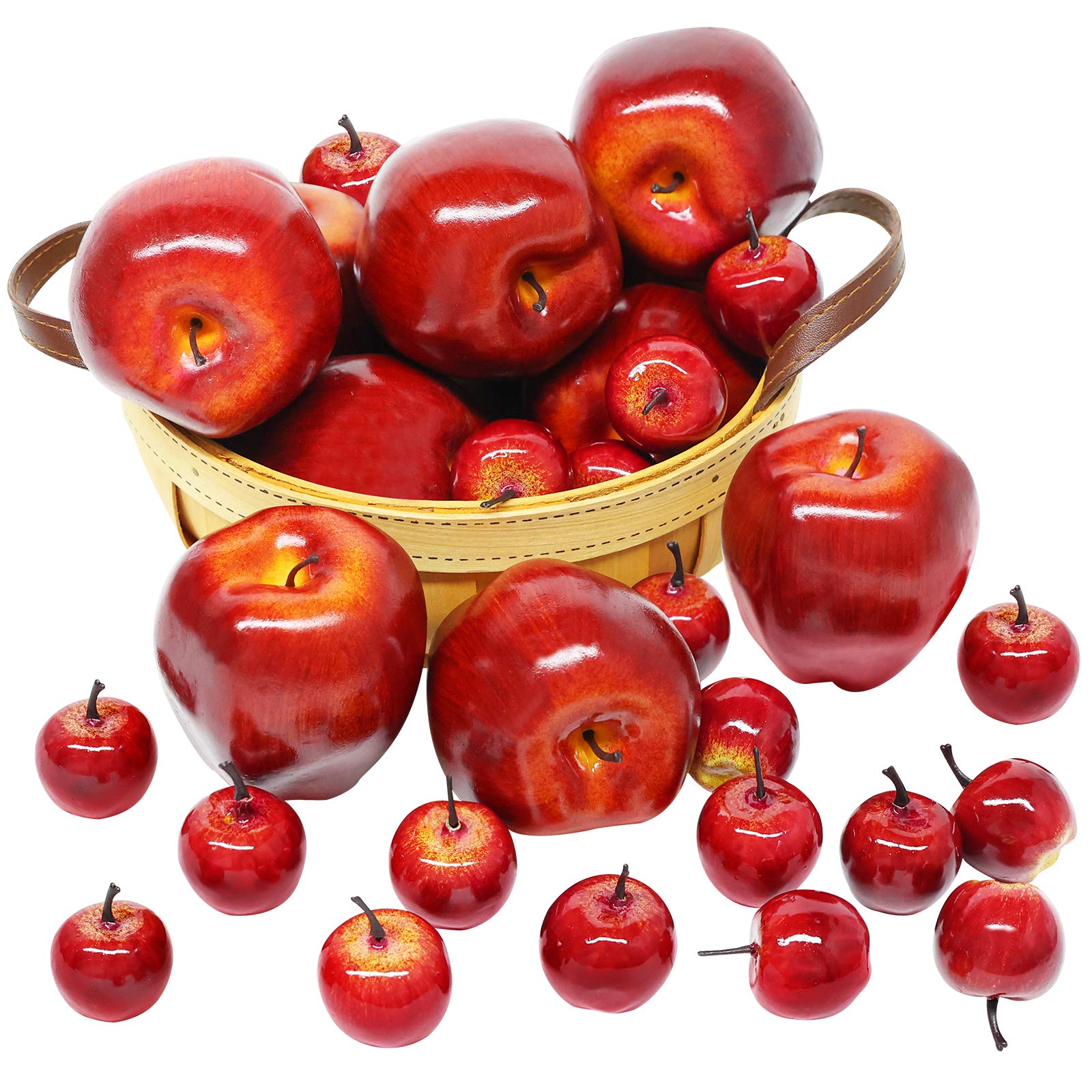 BigOtters Artificial Apples, 30PCS Fake Fruits Red Apples Dark Red Apple Lifelike Simulation for Home House Kitchen Table Basket Photography Party Decoration