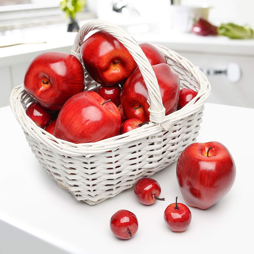 BigOtters Artificial Apples, 30PCS Fake Fruits Red Apples Dark Red Apple Lifelike Simulation for Home House Kitchen Table Basket Photography Party Decoration