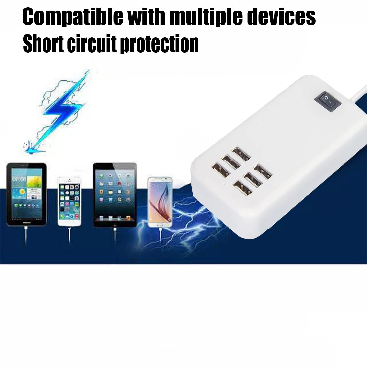 6 Ports USB Charger Hub Desktop US Plug AC Power Wall Travel Charging Adapter Slots Charging Station