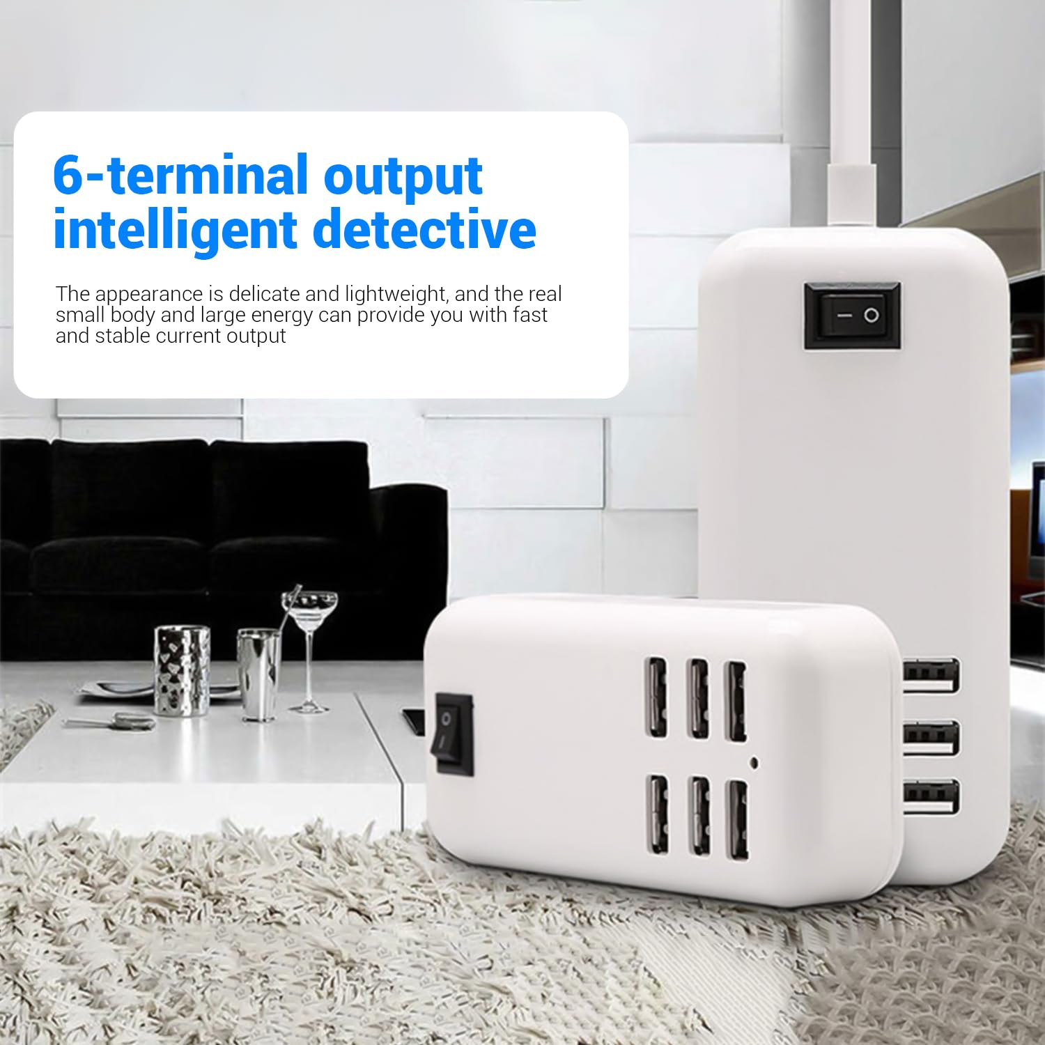 6 Ports USB Charger Hub Desktop US Plug AC Power Wall Travel Charging Adapter Slots Charging Station