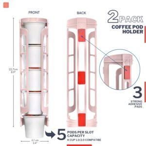 STORAGENIE Coffee Pod Holder for Keurig K-cup, Side Mount K Cup Storage, Perfect for Small Counters (2 Rows/For 10 K Cups, PINK)