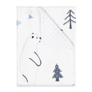 yoofoss baby blanket super soft minky swaddle cuddle blanket with double layer plush dot backing printed receiveing blanket for boys girls nursery stroller crib newborn blanket 30x40in (bear)