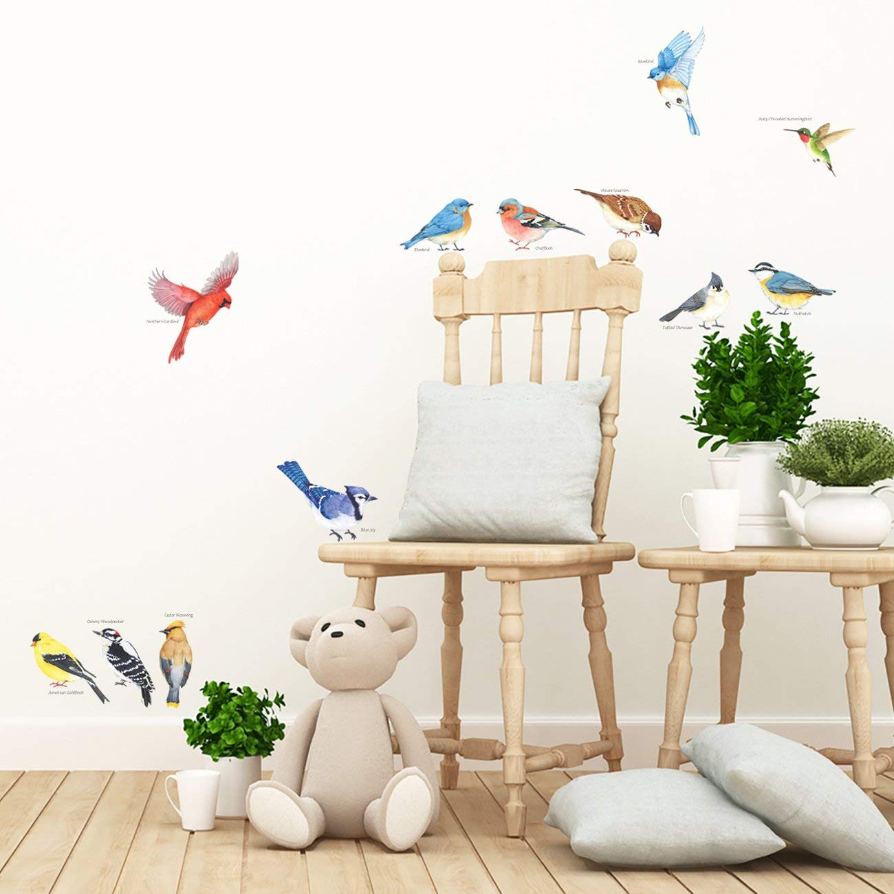 DECOWALL DS2-8042 Little Birds Wall Stickers Wall Decals Peel and Stick Removable Wall Stickers for Kids Nursery Bedroom Living Room (Small)