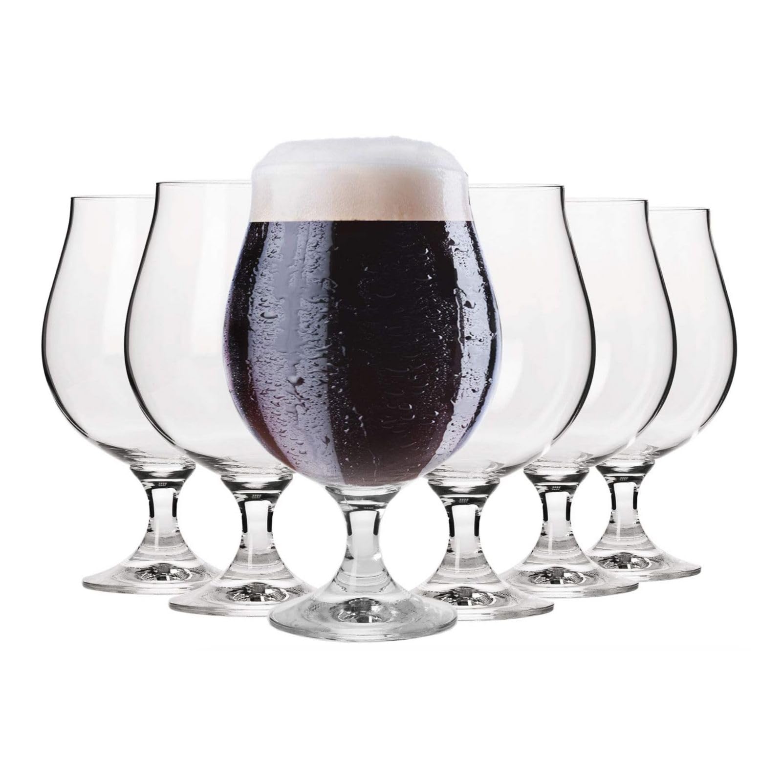 Krosno Dark Ale Stout Beer Glasses | Set of 6 | 16.9 oz | Elite Collection | Home Restaurants Parties | Dishwasher Safe | Made in Europe