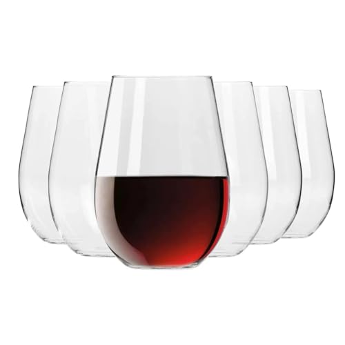 Krosno Stemless Red Wine Glasses | Set of 6 | 19.6 oz | Harmony Collection | Perfect for Cocktails Drinks Water Juice Scotch Irish Liquor Whiskey | Gift Idea | Made in Europe