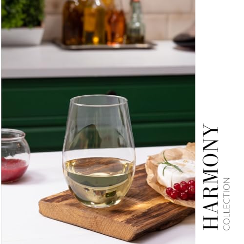 Krosno Stemless Red Wine Glasses | Set of 6 | 19.6 oz | Harmony Collection | Perfect for Cocktails Drinks Water Juice Scotch Irish Liquor Whiskey | Gift Idea | Made in Europe