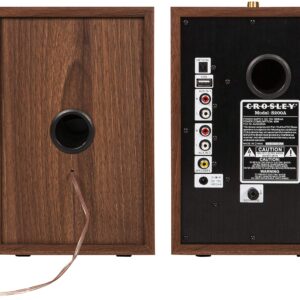 Crosley S200A-WA 4" Active Powered Bluetooth Stereo Speakers with Optical, USB, and Aux Connections, Walnut