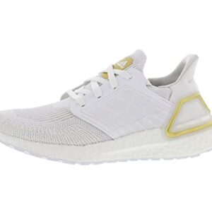 adidas Women's Ultraboost 20 Athletic Running Shoes, White/White/Gold Metallic, 8.5