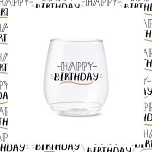 TOSSWARE POP 14oz Vino Golden Birthday Series, SET OF 6, Premium Quality, Recyclable, Unbreakable & Crystal Clear Plastic Printed Glasses