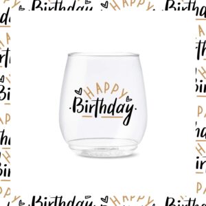 TOSSWARE POP 14oz Vino Golden Birthday Series, SET OF 6, Premium Quality, Recyclable, Unbreakable & Crystal Clear Plastic Printed Glasses