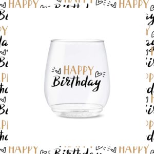 TOSSWARE POP 14oz Vino Golden Birthday Series, SET OF 6, Premium Quality, Recyclable, Unbreakable & Crystal Clear Plastic Printed Glasses