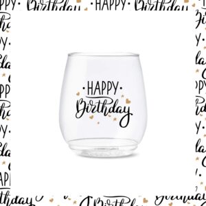 TOSSWARE POP 14oz Vino Golden Birthday Series, SET OF 6, Premium Quality, Recyclable, Unbreakable & Crystal Clear Plastic Printed Glasses