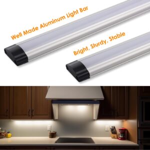 Lvyinyin Under Cabinet LED Light Bar 12inch, Single Counter Light for Kitchen Shelf Cupboard, Display Cases Back Lighting, Closet Light, 120V Wall Plug in, On Off Switch, 2 Light Bars, Daylight