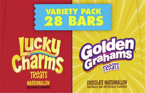 Golden Grahams Lucky Charms Breakfast Cereal Treat Bars Variety Pack, 28 ct