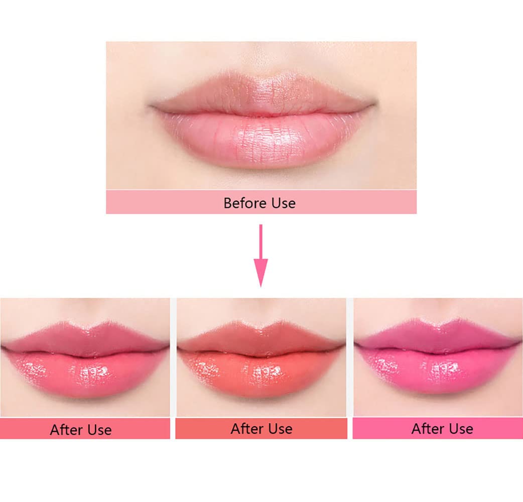 BINGBRUSH 3 Pcs Color Changing Change Lipstick Lip Balm,Korean Magic Lipstick Color Change Changing Lip Tint Tinted Stain Gloss Balm Long Lasting Waterproof Moisturizer Lipstick Set for Women