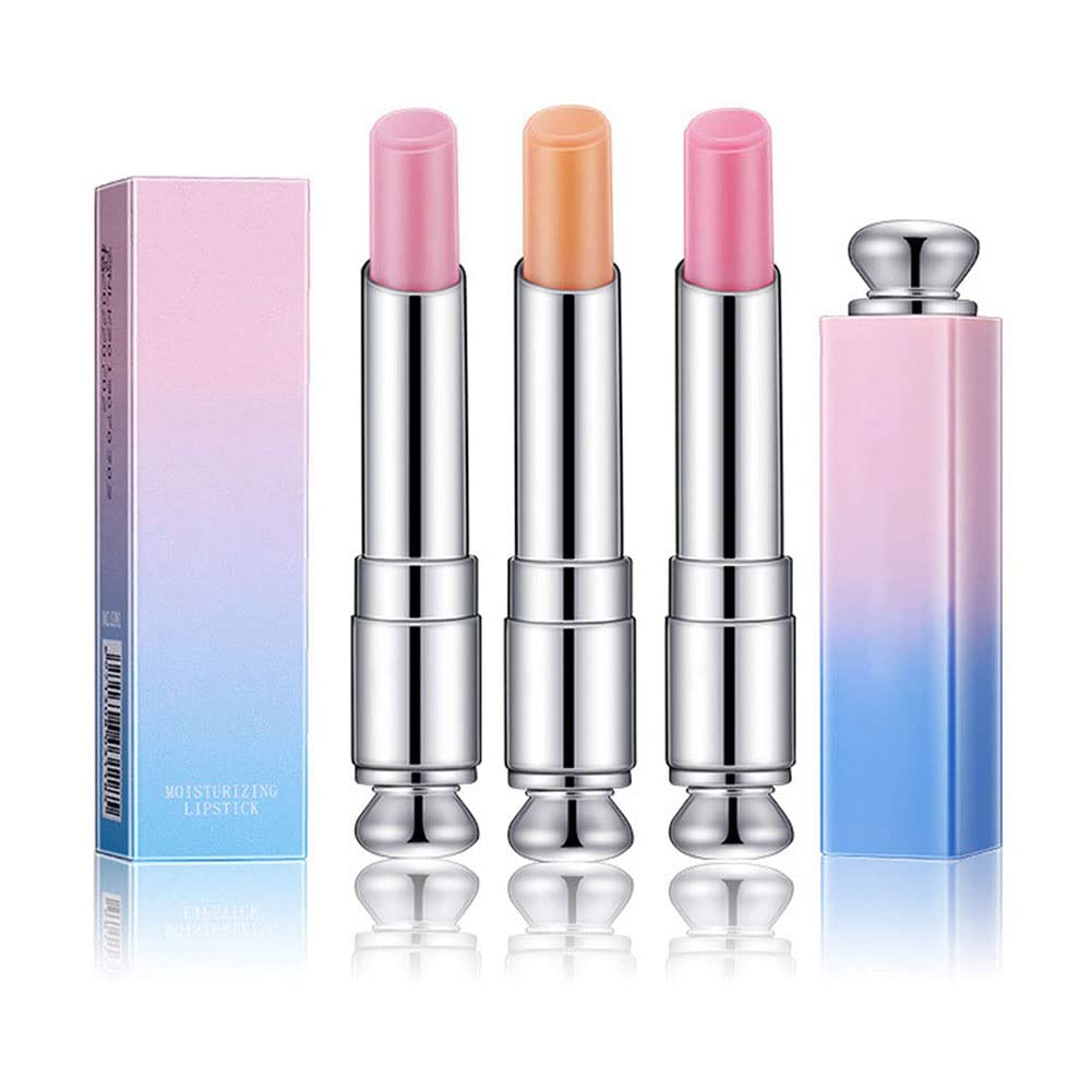 BINGBRUSH 3 Pcs Color Changing Change Lipstick Lip Balm,Korean Magic Lipstick Color Change Changing Lip Tint Tinted Stain Gloss Balm Long Lasting Waterproof Moisturizer Lipstick Set for Women