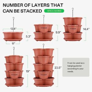 VIVOSUN 5 Tier Vertical Gardening Stackable Planter for Strawberries, Flowers, Herbs, Vegetables Brown