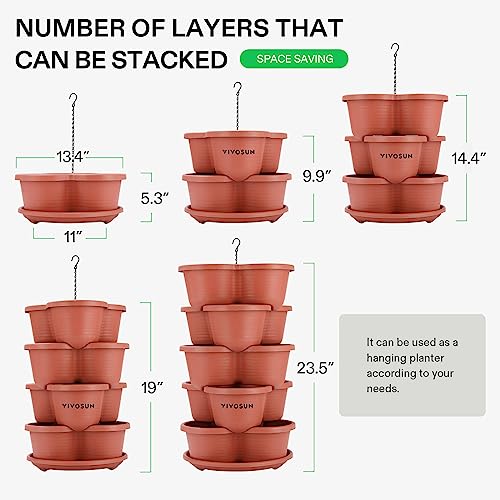 VIVOSUN 5 Tier Vertical Gardening Stackable Planter for Strawberries, Flowers, Herbs, Vegetables Brown